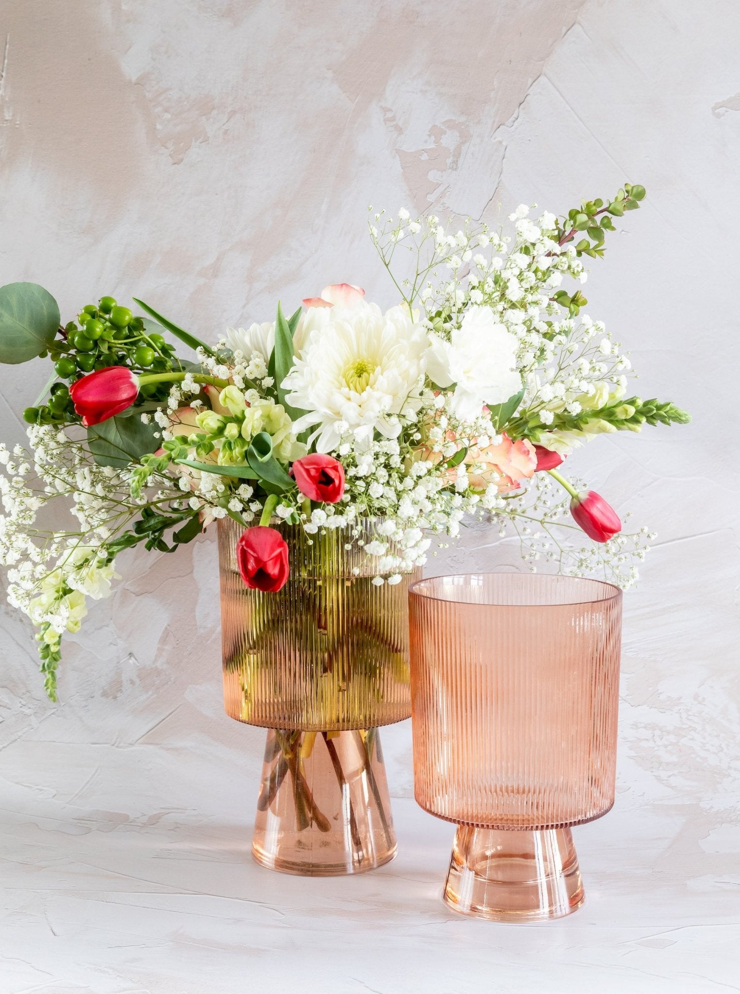 Maude Glass Vase - Hand-Blown Blush Rose Footed Vase – House of Jade Home